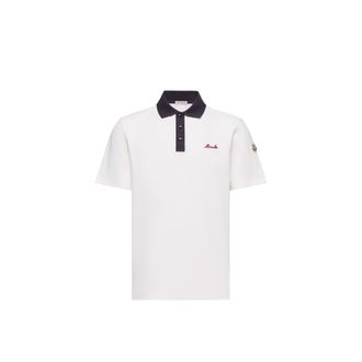 Moncler Moncler Embroidered Logo Cotton Piquet Polo Shirt, Men, White, Size: 3xl