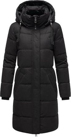 Navahoo Manteau dhiver matelass&eacute; chaud pour femme avec col haut et capuche amovible Wintertanz 14 S-3XL, Noir, XL