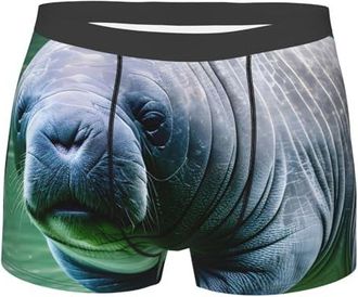 Generic Boxer Homme Lamantin Animaux Veau Caleçons Boxeurs pour Hommes Coupe Élastique Boxer Homme De Sport Respirant Underwear Sportifs pour Homme, pour Le S