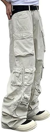 ORANDESIGNE H Beige Baggy Jeans Homme Hip Hop Coupe Droite Vintage Denim Pantalons à Imprimé Lâche Fit Jambe Droite Pantalon Rétro Y2K Streetwear Unisexe 3XL