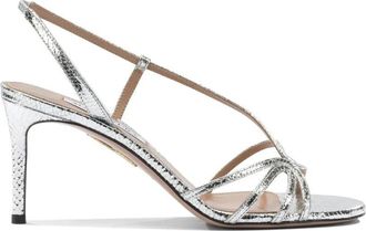 Aquazzura Sandalen - 75Mm Heeled Sandals With Snake-Effect Leather Inse - Gr. 38,5 (EU) - in Wei&szlig; - f&uuml;r Damen
