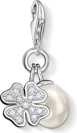 Thomas Sabo Thomas Sabo Damen Charm-Anhänger Kleeblatt mit Perle Charm Club 925 Sterling Silber 0831-167-14
