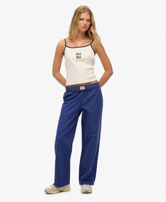 Superdry Pantalon en coton biologique &agrave; rayures &eacute;lastiques