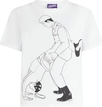 Jean Paul Gaultier Homme, Tops, Blanc, Taille: M Cotton Jersey Squared Tee-Shirt