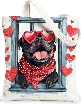 Generic Cane Corso Sac fourre-tout en toile pour faire du shopping 33 x 38,1 cm, sac &agrave; bandouli&egrave;re r&eacute;utilisable avec fen&ecirc;tre amusante pour femme, peinture dan