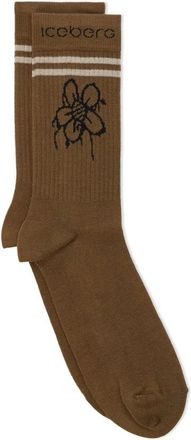 Iceberg Homme, Sous-v&ecirc;tements, Vert, Taille: ONE Size Chaussettes en coton stretch &agrave; motif jacquard