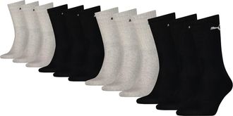 Puma Herren Damen Crew Sportsocken Unisex 12P (Black/Grey, 39-42)