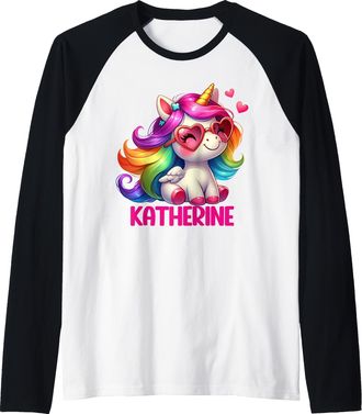 BDAZ Katherine Einhorn Name personalisiertes Design Raglan