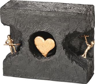 MaMeMi Bronzeskulptur - Zueinander Finden - mit schwarzem Steinguss-Sockel a.d. Living Serie von Kerstin Stark