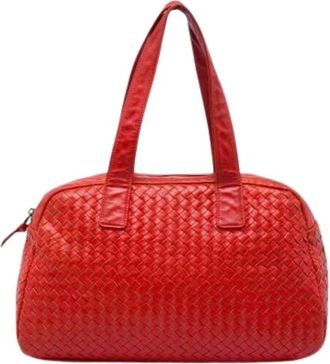 Bottega Veneta Sac &agrave; main en cuir nappa tress&eacute; Pre-owned - Femme - Pre-owned - Rouge - Taille: ONE Size