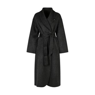 Emporio Armani Mantel mit Schalkragen und G&uuml;rtel - - Coats - Damen - Grau - L