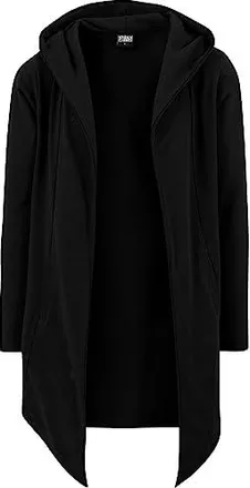 Urban Classics Homme Cardigan À Capuche Gilet Coton Manches Longues Fluide et Asym trique Oversize 2 Poches Lat rales black Taille S, Noir (Black), S EU
