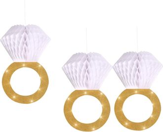 Aboofan UKCOCO 3 St&uuml;ck Hochzeitspapier Wabenring Dekor mit H&auml;ngedekoration und Papierblumen f&uuml;r Verlobungsfeier Romantische Party und Hochzeitszimmer Dekorati