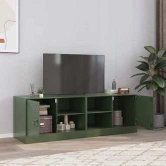 vidaXL Meubles tv 2 pcs vert olive 67x39x44 cm acier Vidaxl