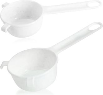 Com-Four 2x tamis de cuisine en plastique - tamis &agrave; sucre en poudre - tamis &agrave; mailles fines pour la cuisson - mini tamis pour th&eacute;, caf&eacute;, cacao (2 pi&egrave;ces - blan