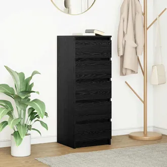 vidaXL Vidaxl Credenza Con Cassetti Rovere Nero 37,5x35x99 Cm Truciolato