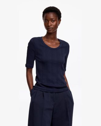 Arket Geripptes T-Shirt -Blau
