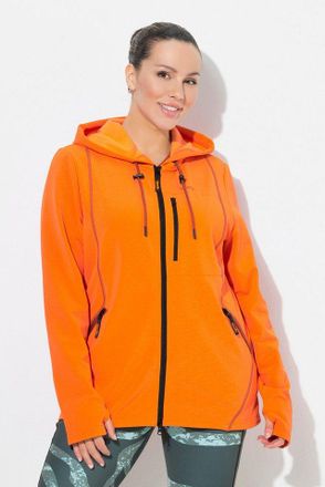 Ulla Popken Sweatjacke Sweatjacke 2-Wege-Zipper Kapuze Daumenloch