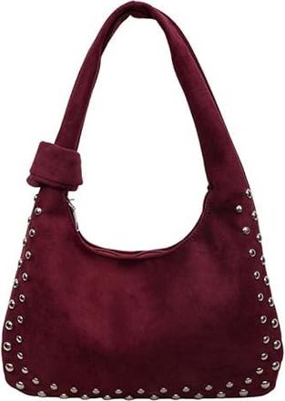 Generic Sac &agrave; Main R&eacute;tro en Faux Su&egrave;de &agrave; Clous Grand &Eacute;l&eacute;gant &agrave; Studs Sac &agrave; &Eacute;paule Casual Mode Y2K pour Femmes