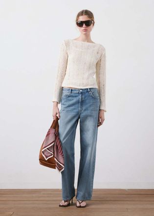 Mango Jean droit taille basse bleu moyen - Femme - 32 - MANGO