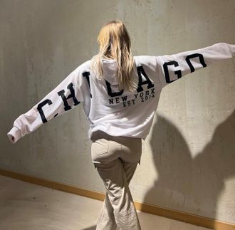 Worldclassca Kapuzenpullover Worldclassca Oversized Hoodie Kapuzenpullover Sweatshirt CHICAGO