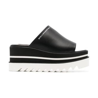 Stella McCartney Plateau-Sandalen mit schwarzem Logo-Print - - Shoes - Damen - Schwarzk - 40 EU