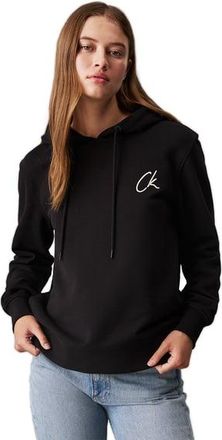 Calvin Klein Baumwoll-Hoodie in Schwarz