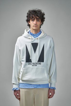 Valentino Cotton Hooded Sweatshirt with Chez Valentino Print