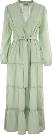 MC2 Saint Barth Femme, Robes, Vert, Taille: 38 FR Robe Maxi &agrave; Volants avec Ceinture