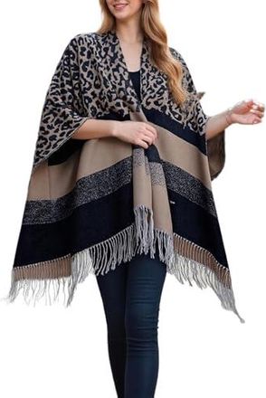 Generic Poncho Femme Hiver Chaud Chale Femme Hiver Chaud Cape Femme Effet enveloppant Cape Cardigan Grande Taille Look Cozy Saison Froide Quotidien