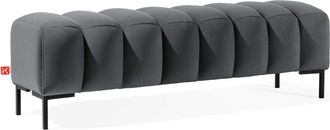Konsimo Polsterbank, Bettbank, Sitzbank in Samtoptik, Flurbank, bis 120 kg Belastbar (dunkelgrau/schwarz, 160x50x50)
