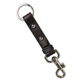 Dolce & Gabbana unisex, Accessoires, Noir, Taille: ONE Size Porte-cl&eacute;s en cuir argent-laiton