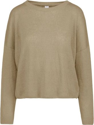 Bomboogie Femme, Pulls, Beige, Taille: 44 FR Pull en Lin &agrave; Manches Longues