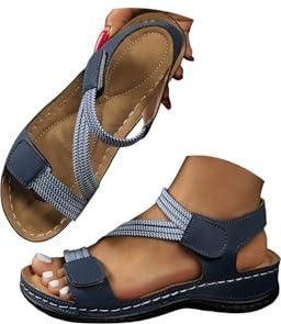 Generic Sandales orthop&eacute;diques compens&eacute;es avec soutien de la vo&ucirc;te plantaire pour femme - Chaussures de marche confortables &agrave; bout ouvert - Sangle de cheville