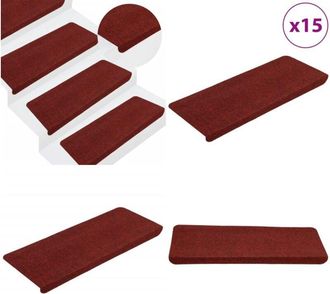vidaXL Vidaxl - Tapis descalier autocollants 15 pcs 65x24,5x3,5 cm Rouge - Tapis Descalier - Tapis Antid&eacute;rapant - D&eacute;coration Escalier - Protection Marche