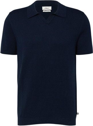 s.Oliver Kurzarmpullover Strickpullover Gestricktes Poloshirt aus Baumwoll-Leinen-Mix