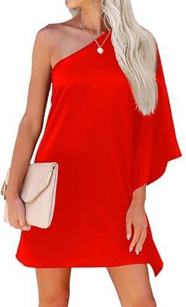 Generic Robes asym&eacute;triques &agrave; Manches Chauve-Souris pour Femmes, Robes de Cocktail d&eacute;contract&eacute;es et &eacute;l&eacute;gantes, Style Club, &eacute;t&eacute;