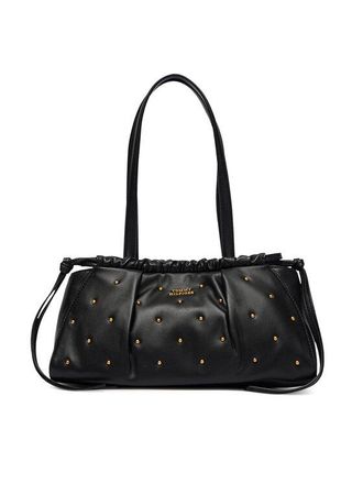 Tommy Hilfiger Handtasche Soft Leather Shoulder Bag Studs AW0AW19338 Schwarz