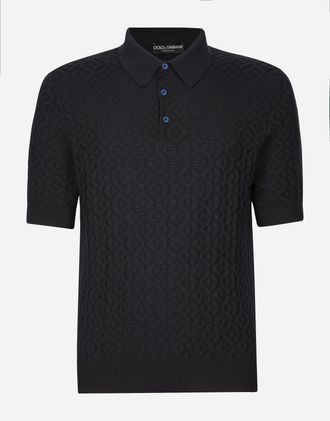 Dolce & Gabbana Poloshirt Aus Seide Mit Kurzem Arm - Mann Strickwaren Blau 52