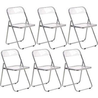 Eggree Lot de 6 Chaises Pliantes Transparentes avec Pieds en M&eacute;tal, Style Classique, Pour Salon, Salle &agrave; Manger, Chambre, 43x38x75 cm