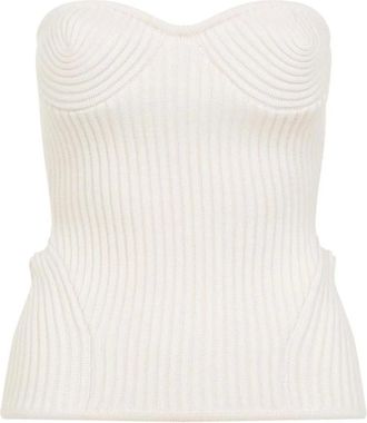Jean Paul Gaultier Femme, Blouses et Chemises, Blanc, Taille: 36 FR Haut Corset Strapless C&ocirc;tel&eacute;