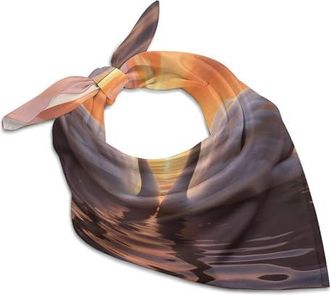 Generic Écharpe carrée en soie légère avec cygnes nagant sur le lac - Écharpe pour cheveux respirante - Cadeau pour homme et femme, multicolore, 46x46cm
