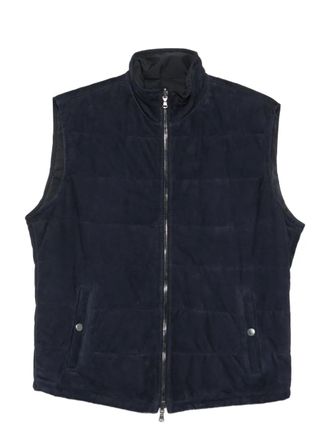 Barba gilet matelassé en daim - Bleu