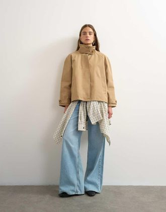 Topshop trench-coat court &agrave; col chemin&eacute;e camel-Neutre