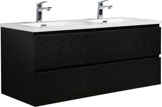 Badplaats Badezimmer Badm&ouml;bel-Set Angela 120cm - Schwarz Holz - Unterschra
