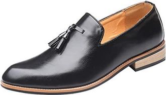 Generic Mocassins &agrave; enfiler en cuir synth&eacute;tique pour homme, chaussures habill&eacute;es &agrave; bout pointu - Chaussures Oxford &agrave; talon bas - Chaussures daffaires tendance