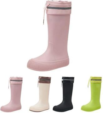 Generic Wellington Bottes de pluie en caoutchouc mi-mollet confortables doubl&eacute;es en peluche Chelsea Bottes de jardin imperm&eacute;ables antid&eacute;rapantes avec fermetur
