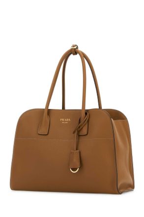 Prada Womens Camel Leather Medium Shopping Bag Caramel0 Vitello Borse A Mano