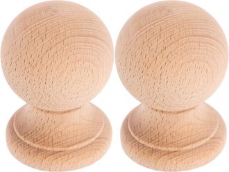 SOLUSTRE 2 Stück Holzkugel-Endstücke: Massiver Hartholz-Duttfuß, unbehandelt, runde Endstücke für Bettpfosten, Gardinenstangen und Möbel, DIY-Bastelarbeiten, r