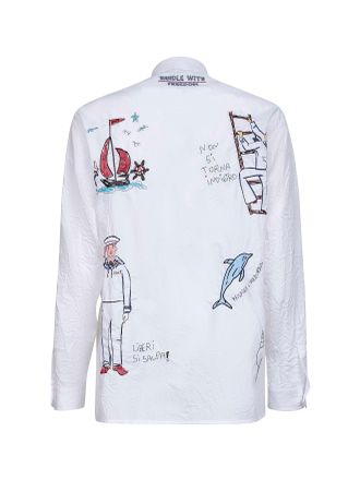 Holy Caftan Mens Shirt Poplin Embroidered White Cotton